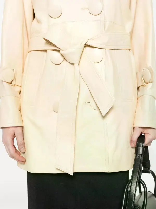 Attico Double-breasted Leather Coat