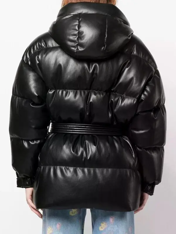 IENKI IENKI Faux-leather Zip-up Padded Jacket - Black