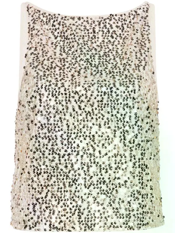 ROTATE BY BIRGER CHRISTENSEN Sequin Embellished Mesh Tank Top