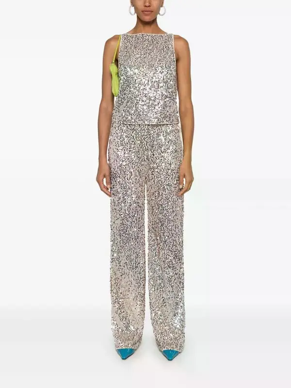 ROTATE BY BIRGER CHRISTENSEN Sequin Embellished Mesh Tank Top