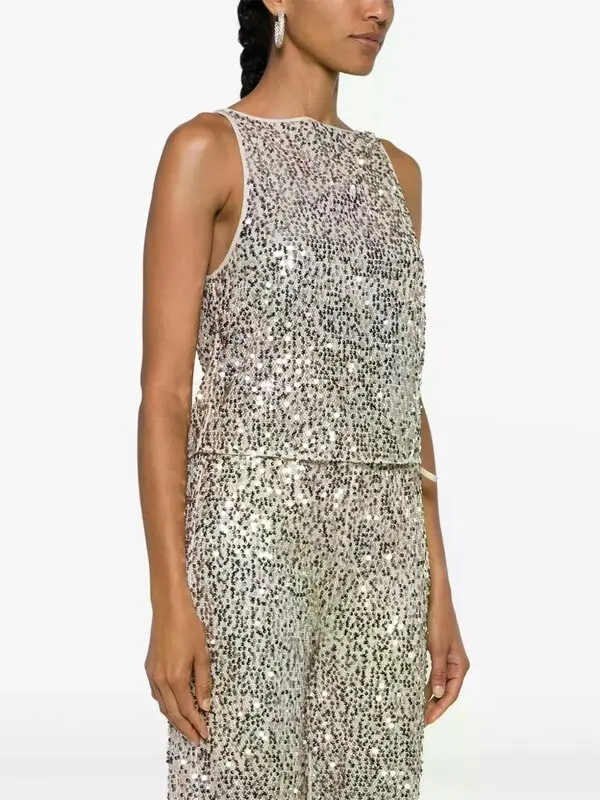 ROTATE BY BIRGER CHRISTENSEN Sequin Embellished Mesh Tank Top