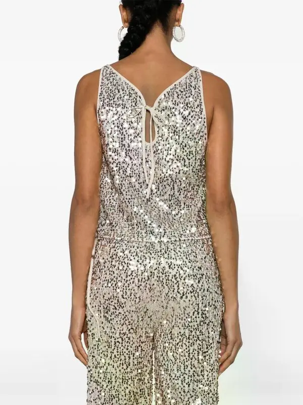 ROTATE BY BIRGER CHRISTENSEN Sequin Embellished Mesh Tank Top