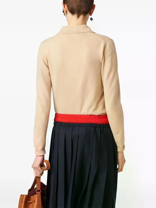 Miu Miu Intarsia-knit Logo Cardigan - Neutrals