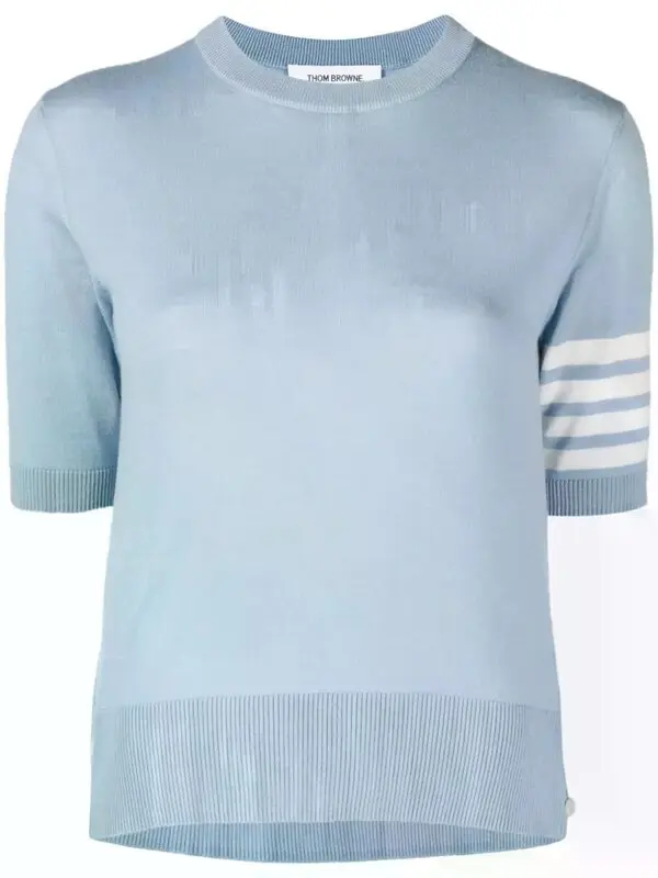 Thom Browne 4-bar Stripes Intarsia-knit T-shirt