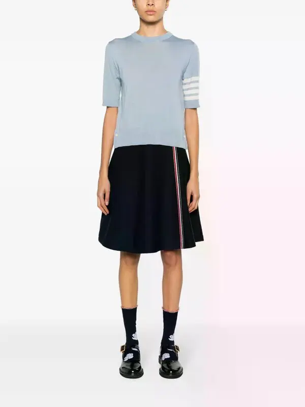 Thom Browne 4-bar Stripes Intarsia-knit T-shirt