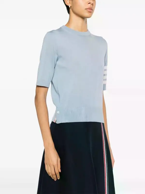 Thom Browne 4-bar Stripes Intarsia-knit T-shirt