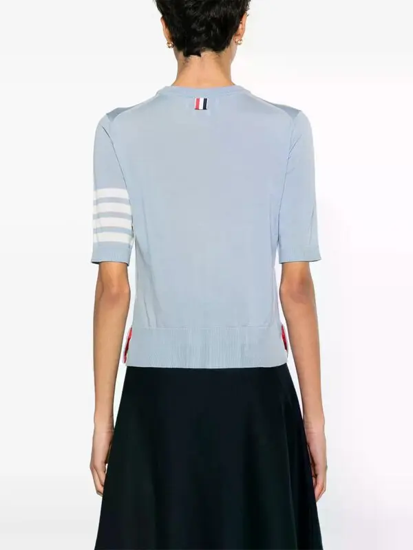 Thom Browne 4-bar Stripes Intarsia-knit T-shirt