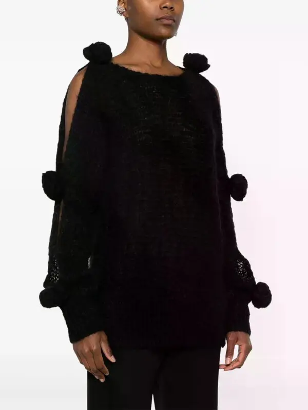Blumarine Floral-appliqué Cold-shoulder Sweater
