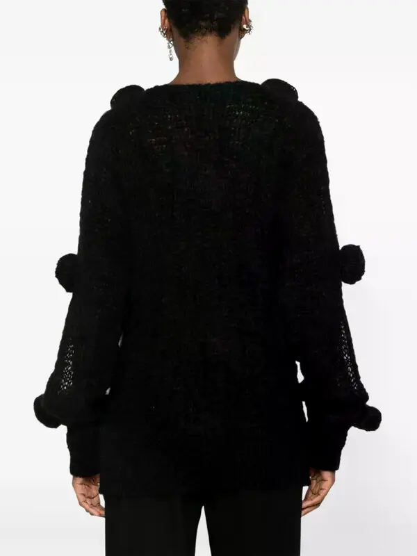 Blumarine Floral-appliqué Cold-shoulder Sweater