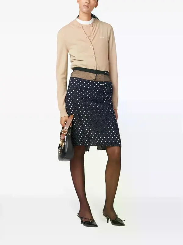 Miu Miu Logo-intarsia Cashmere Top - Neutrals