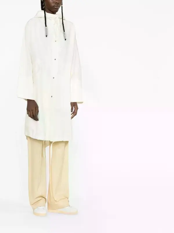 JIL SANDER Logo-print Drawstring Knee-length Coat - Neutrals