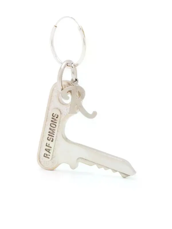 Raf Simons Logo-engraved Drop Earring - Silver