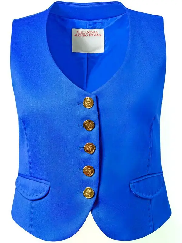 Alejandra Alonso Rojas V-neck Wool Vest - Blue