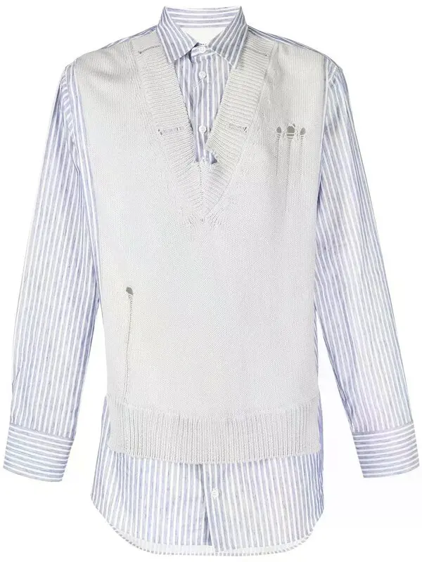 MAISON MARGIELA Destroyed Spliced Knit Shirt