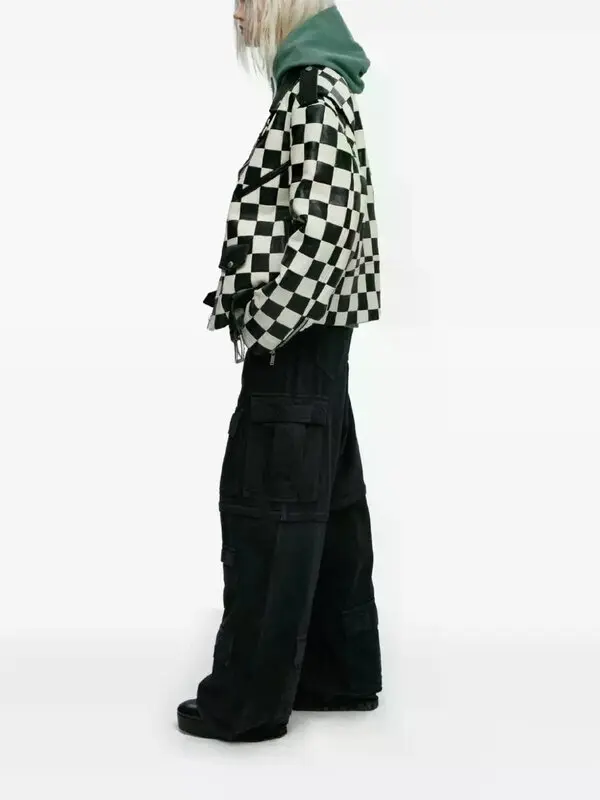 MAINLESS Check-pattern Biker Jacket