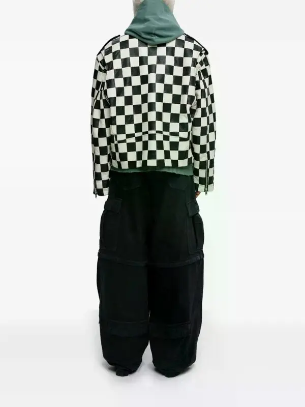 MAINLESS Check-pattern Biker Jacket