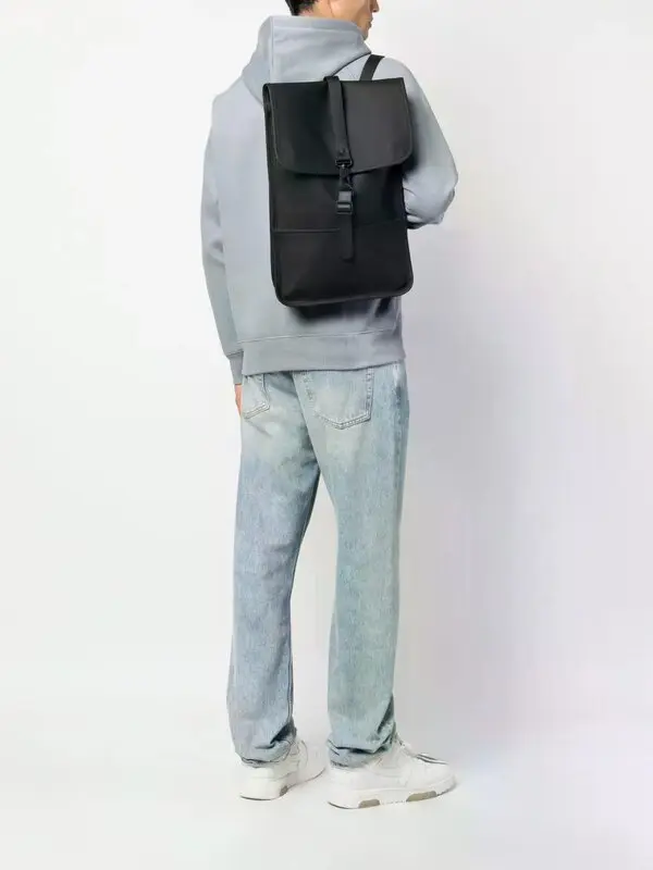 Rains Buckle-strap Backpack - Black
