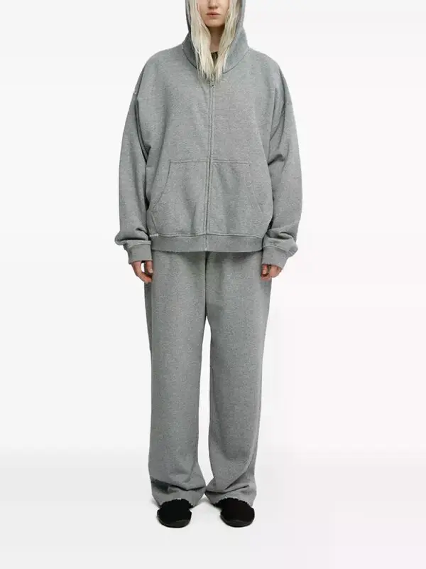 MAINLESS Zip-up Hoodie With Distressed Finish - Grey