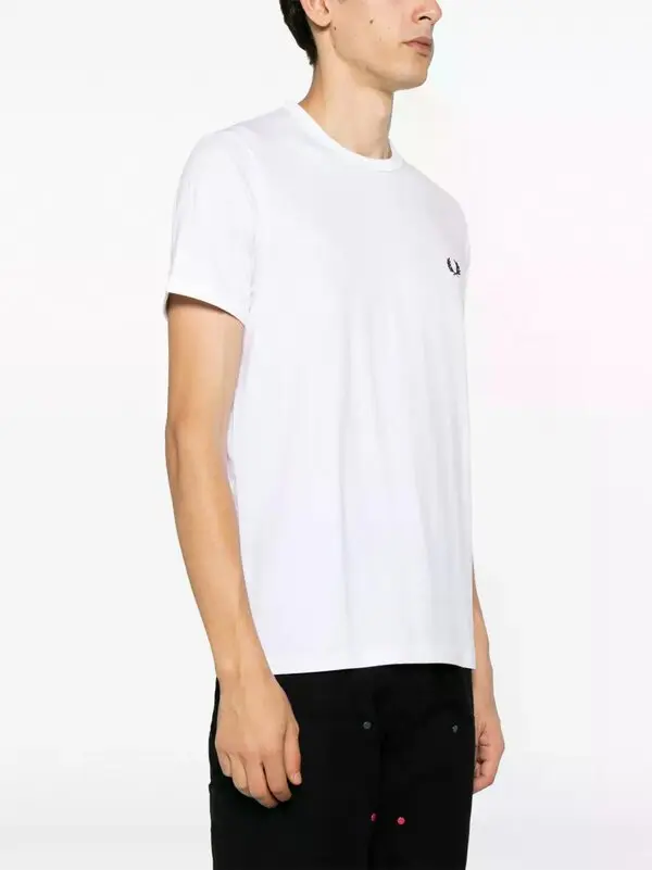 Fred Perry Ringer Wreath-embroidered T-shirt - White