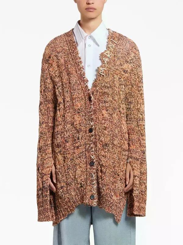 Marni Decorative-stitch Chunky Cable-knit Cardigan