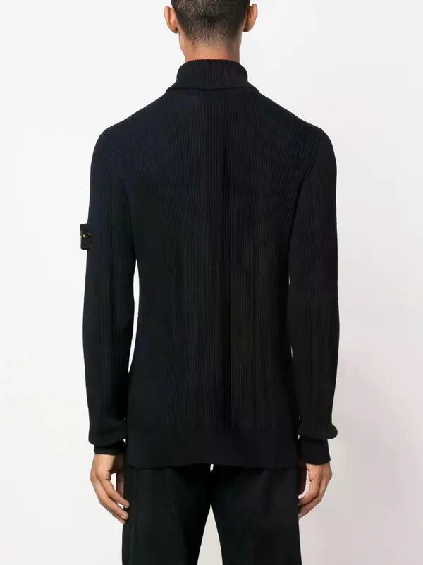Stone Island Compass-patch Roll-neck Jumper - Blue