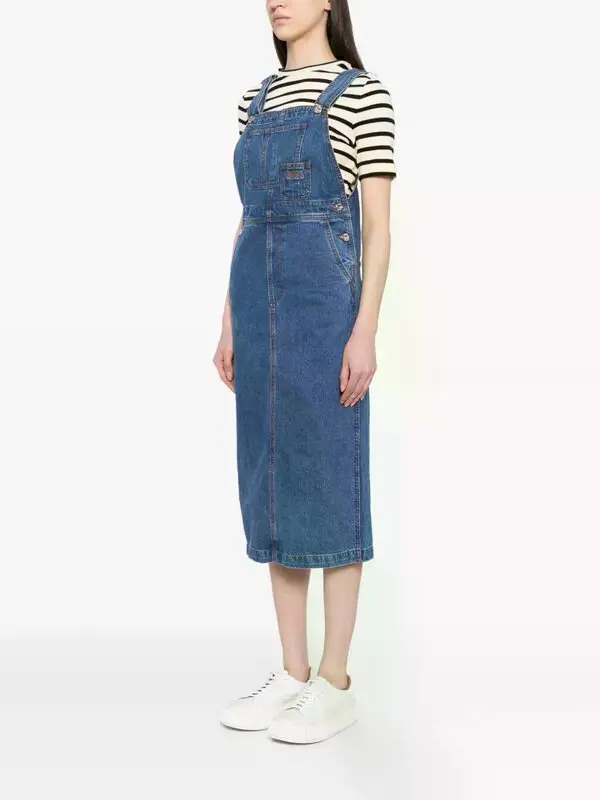 CHOCOOLATE Logo-embroidered Cotton Dungaree Dress