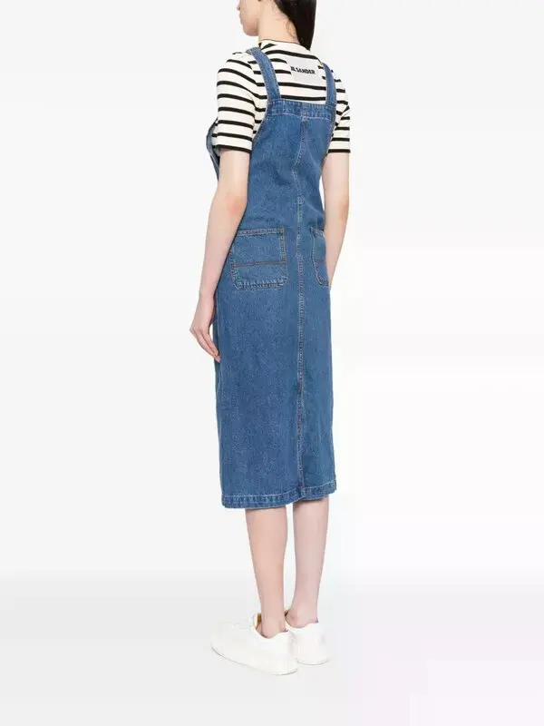 CHOCOOLATE Logo-embroidered Cotton Dungaree Dress