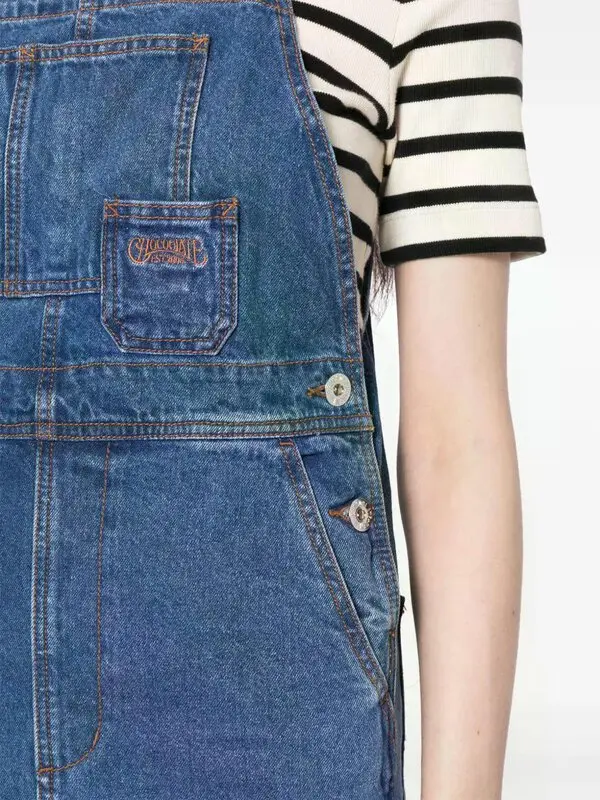 CHOCOOLATE Logo-embroidered Cotton Dungaree Dress
