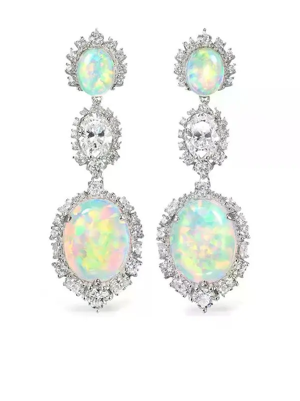ANABELA CHAN 18kt White Gold Sky Opal Drop Earrings - Silver