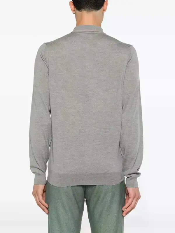 Fedeli Fine-knit Polo Shirt - Grey