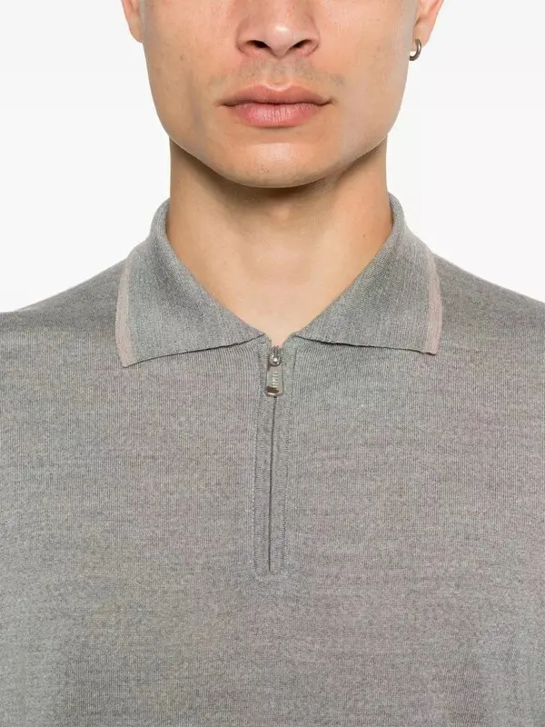 Fedeli Fine-knit Polo Shirt - Grey