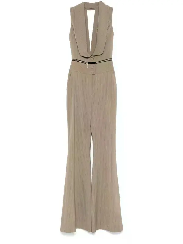 MITILIANE COUTURE Striped Zipped Jumpsuit - Green