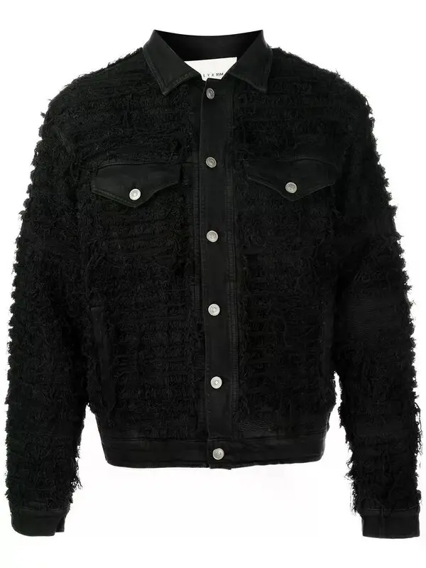 1017 Alyx 9sm Frayed Denim Trucker Jacket