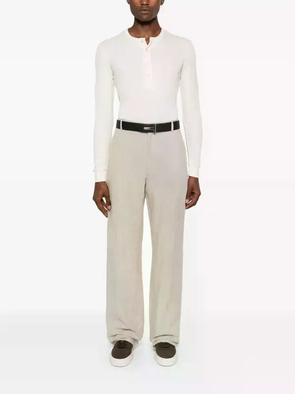 TOM FORD Fine-ribbed Henley Top - Neutrals
