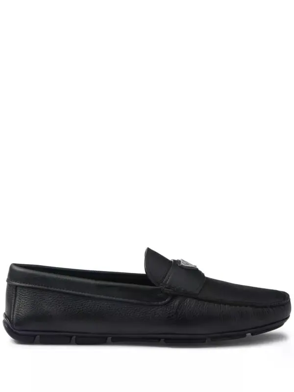 Prada Leather Loafers With Enamelled Triangle Logo