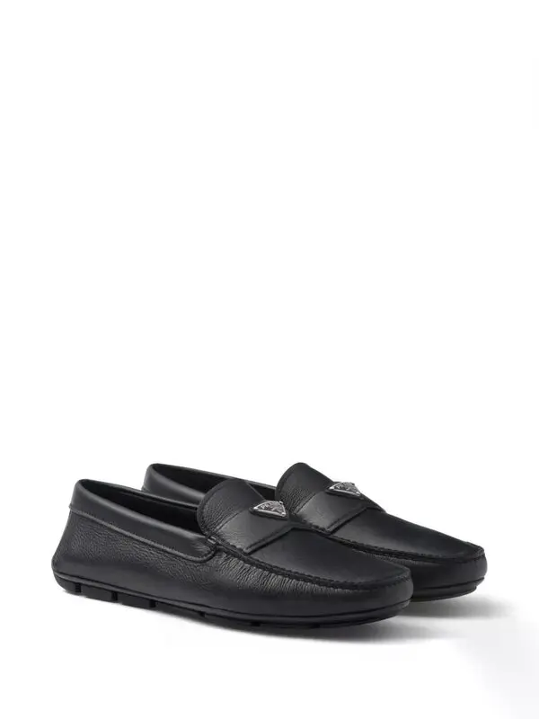 Prada Leather Loafers With Enamelled Triangle Logo