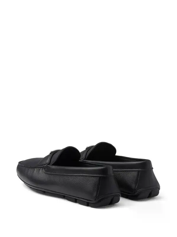 Prada Leather Loafers With Enamelled Triangle Logo