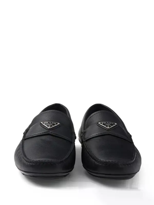Prada Leather Loafers With Enamelled Triangle Logo