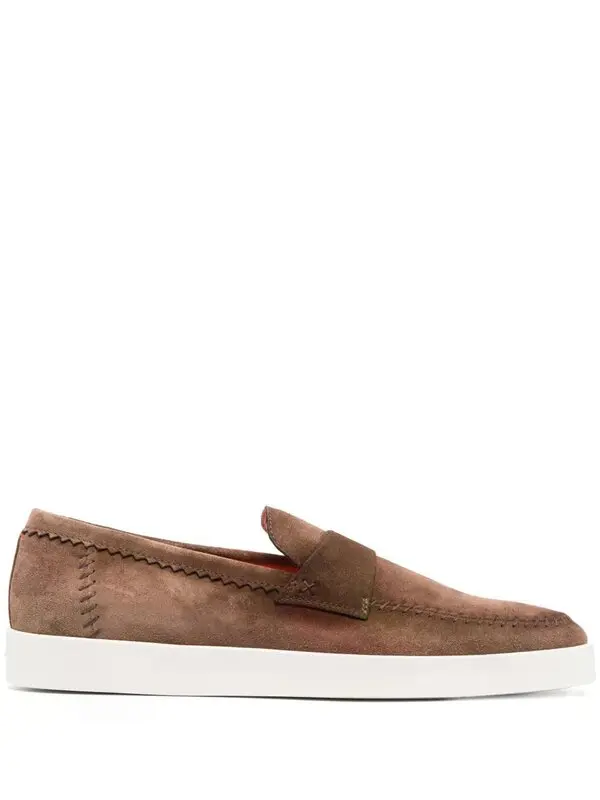 Santoni Penny Suede Loafers - Brown