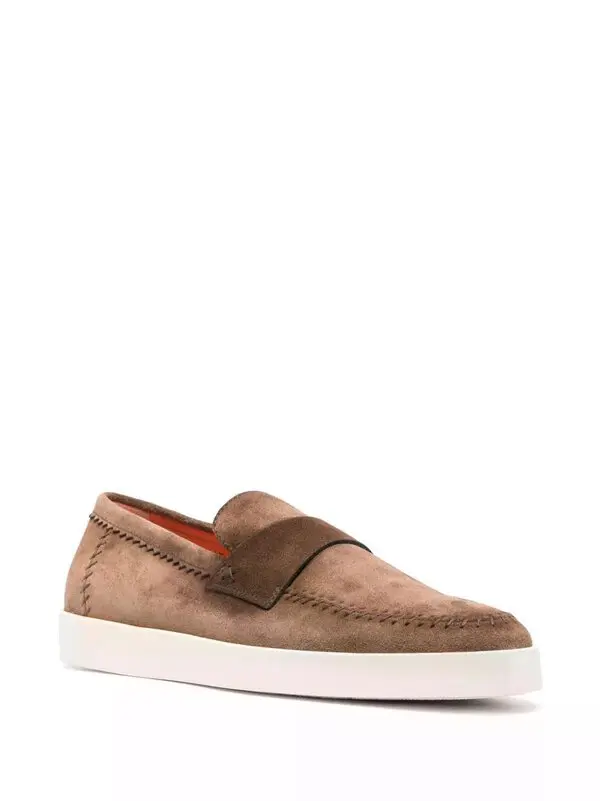 Santoni Penny Suede Loafers - Brown