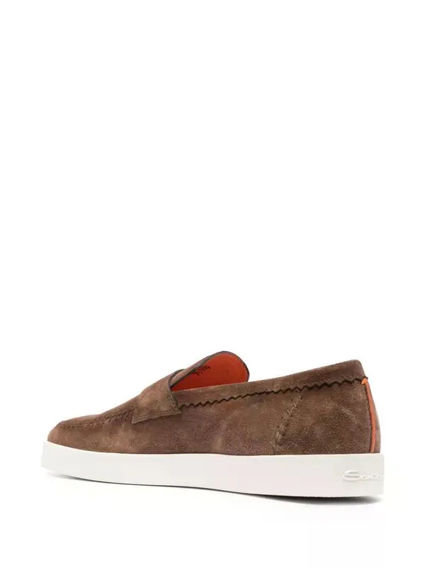 Santoni Penny Suede Loafers - Brown