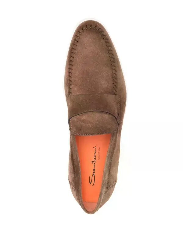 Santoni Penny Suede Loafers - Brown