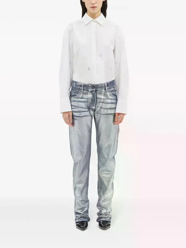 MSGM Metallic Finish Straight Leg Jeans
