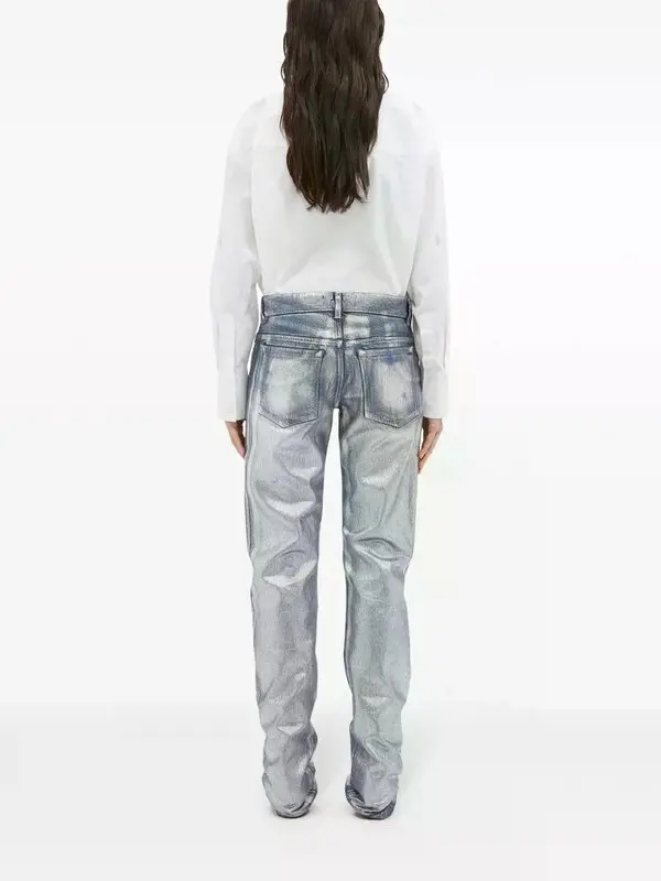 MSGM Metallic Finish Straight Leg Jeans