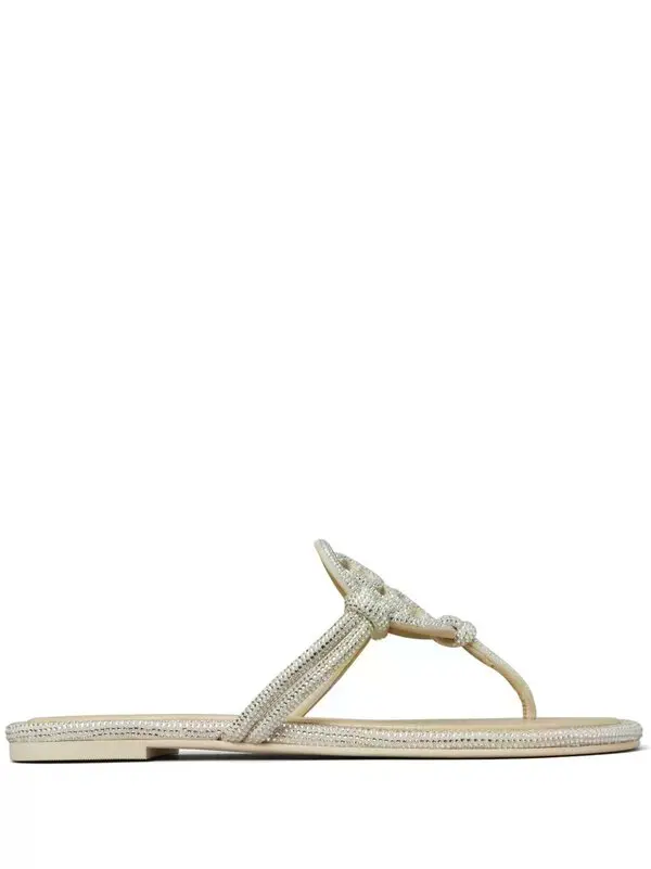 Tory Burch Miller Crystal-embellished Flip Flops - Silver