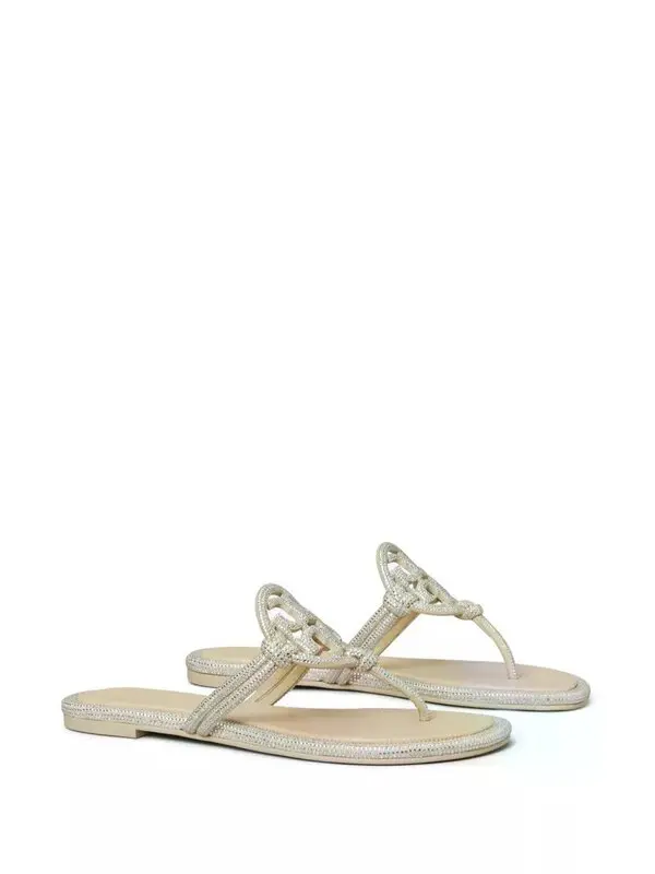 Tory Burch Miller Crystal-embellished Flip Flops - Silver