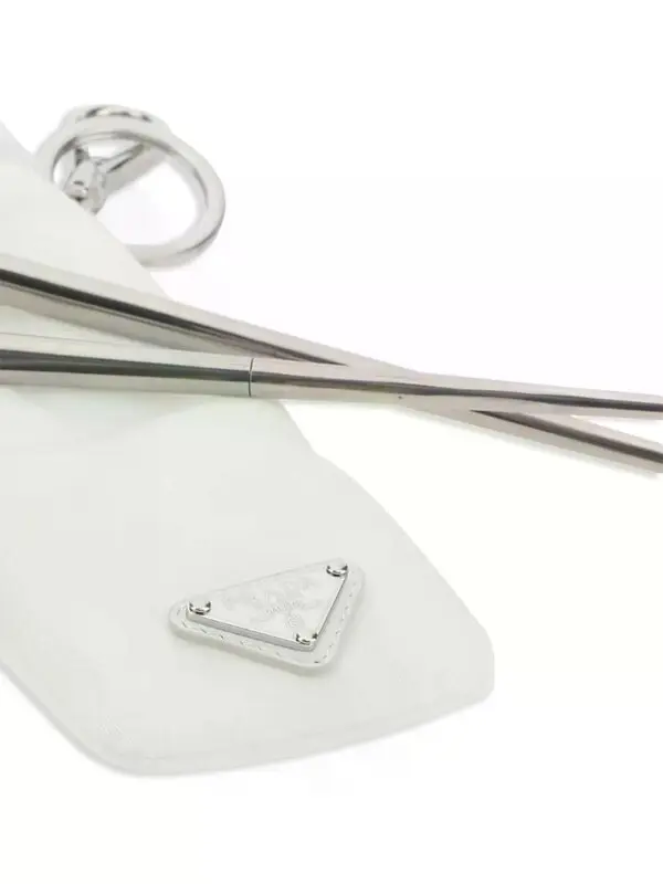 Prada Tone Metal Chopsticks With Engraved Logo And Enamel Triangle Detail