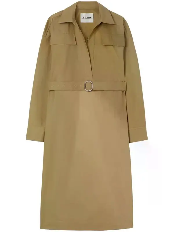 JIL SANDER Classic-collar Cotton Midi Dress
