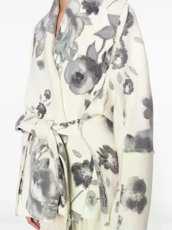 FORME D'EXPRESSION Floral-print Belted Short Coat