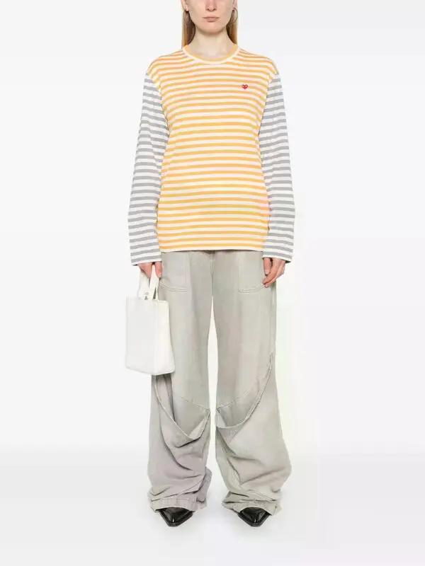 Play Comme Des Garcon Striped T-shirt - Orange